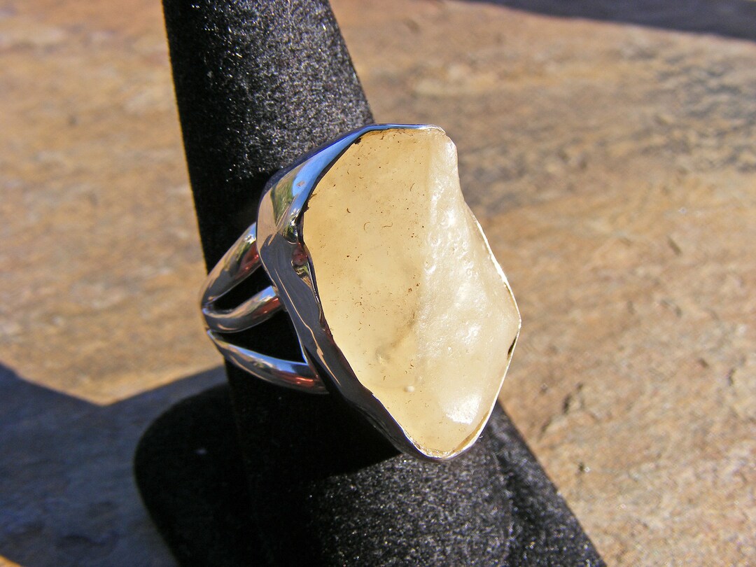 LIBYAN DESERT GLASS Ring, Libyan Gold Tektite, High Quality, Beautiful ...