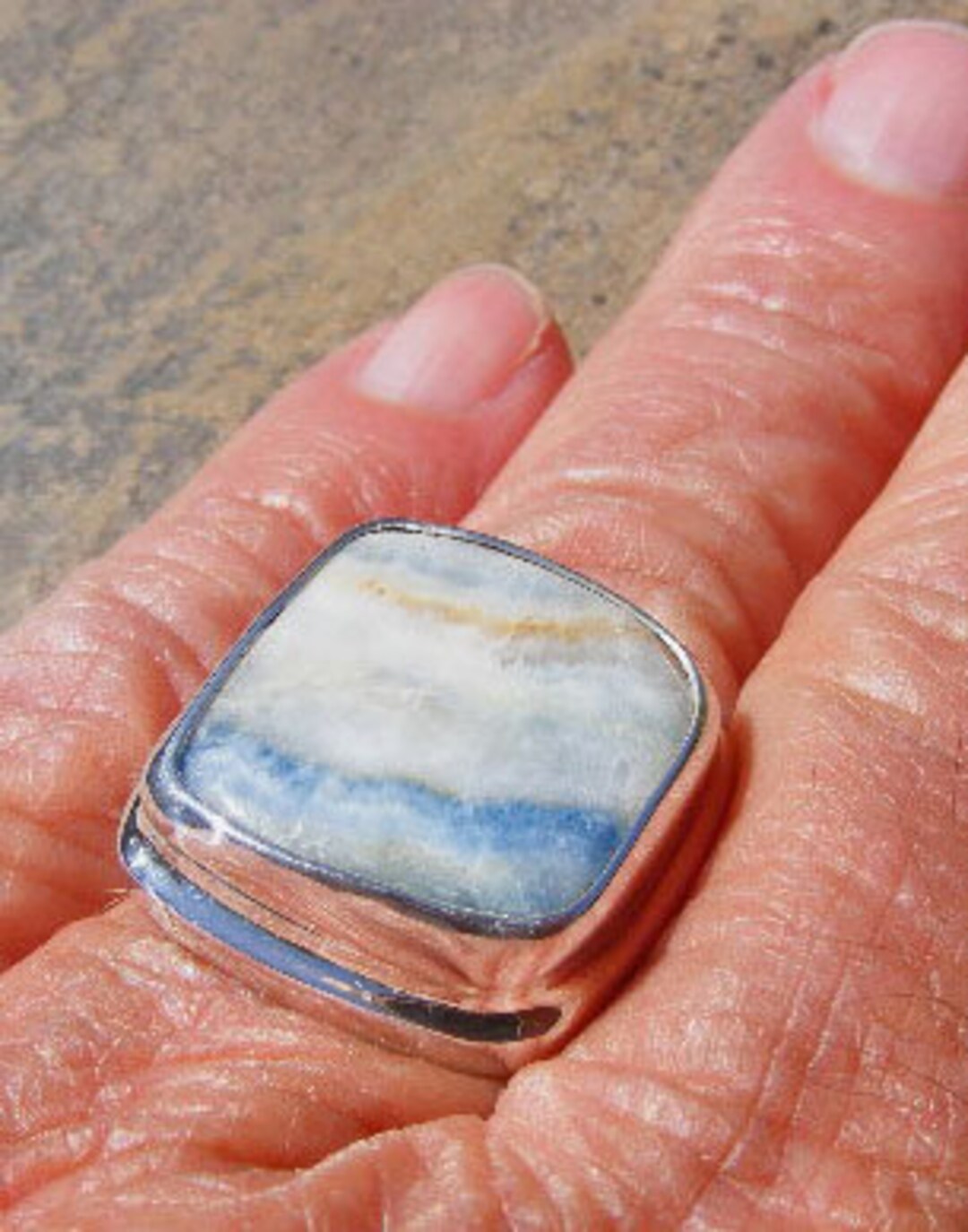 SCHEELITE RING, Size 8, Rare and Unusual Mineral From Turkey, Blue ...