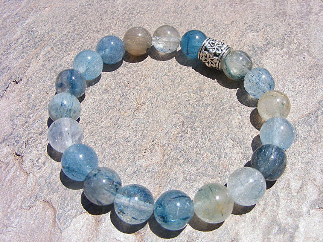 BLUE RUTILATED QUARTZ Bracelet, Extreme Rutilation, Beautiful Blue ...