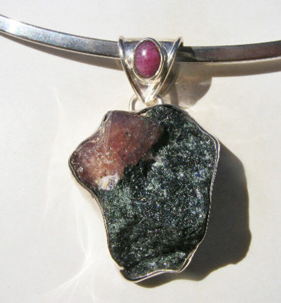 RUBY CRYSTAL PENDANT Natural Rough Ruby Crystal in Matrix | Etsy