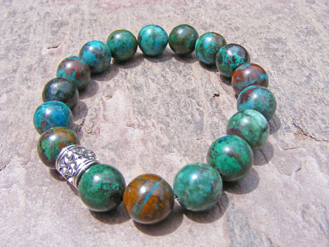 PARROT WING CHRYSOCOLLA Bracelet, Stunning Colors, With Azurite, Jasper ...