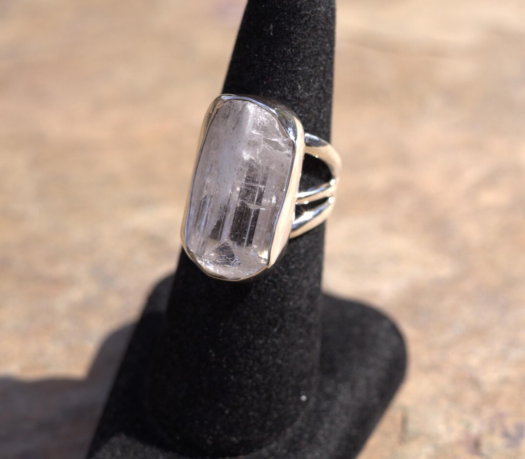 DANBURITE Natural Crystal Ring, Beautiful Terminated Crystal, Rainbows ...
