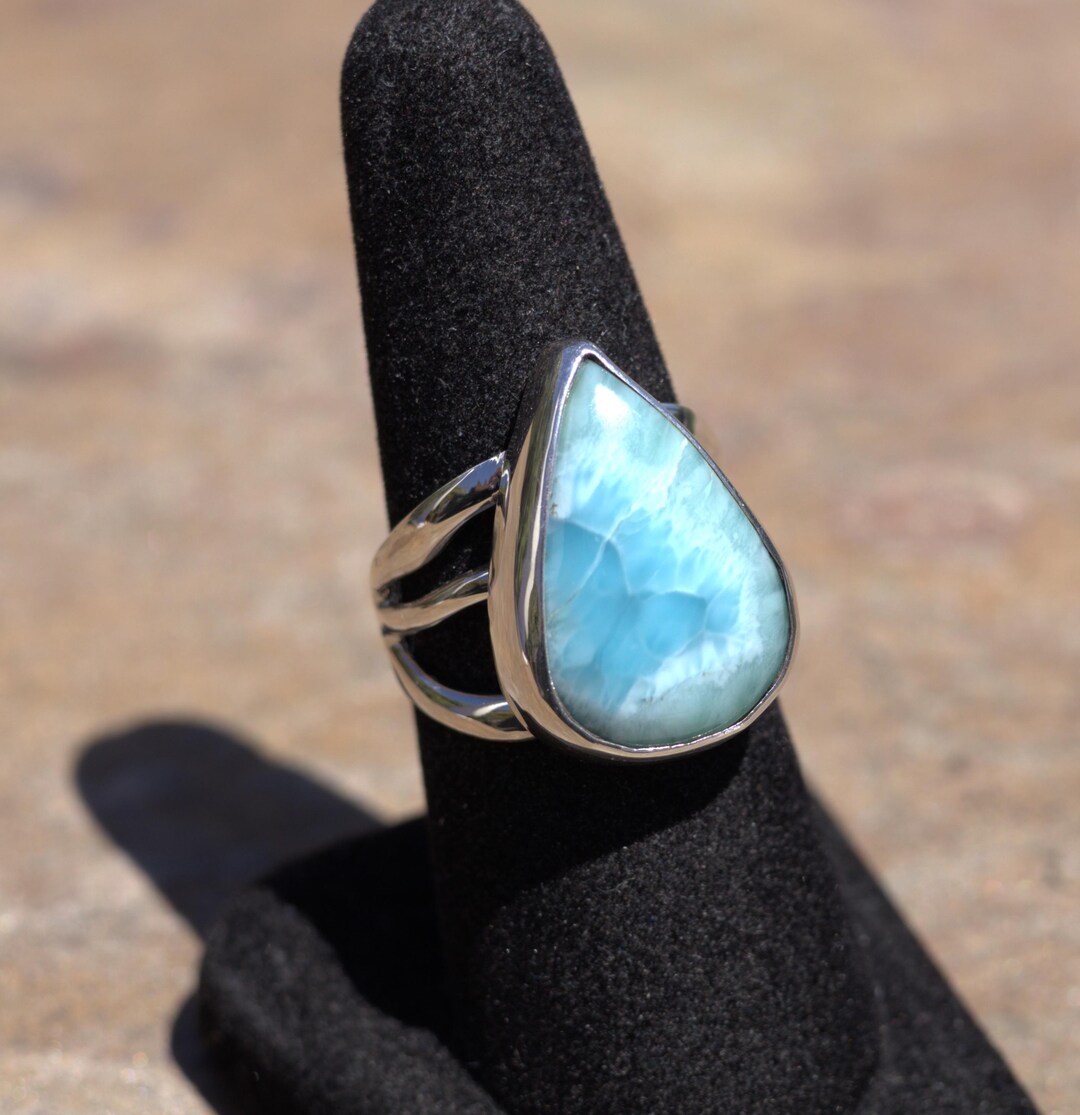 LARIMAR RING, Faceted Cut, Larimar Stone, Dreamy Colors, Size 9, the ...