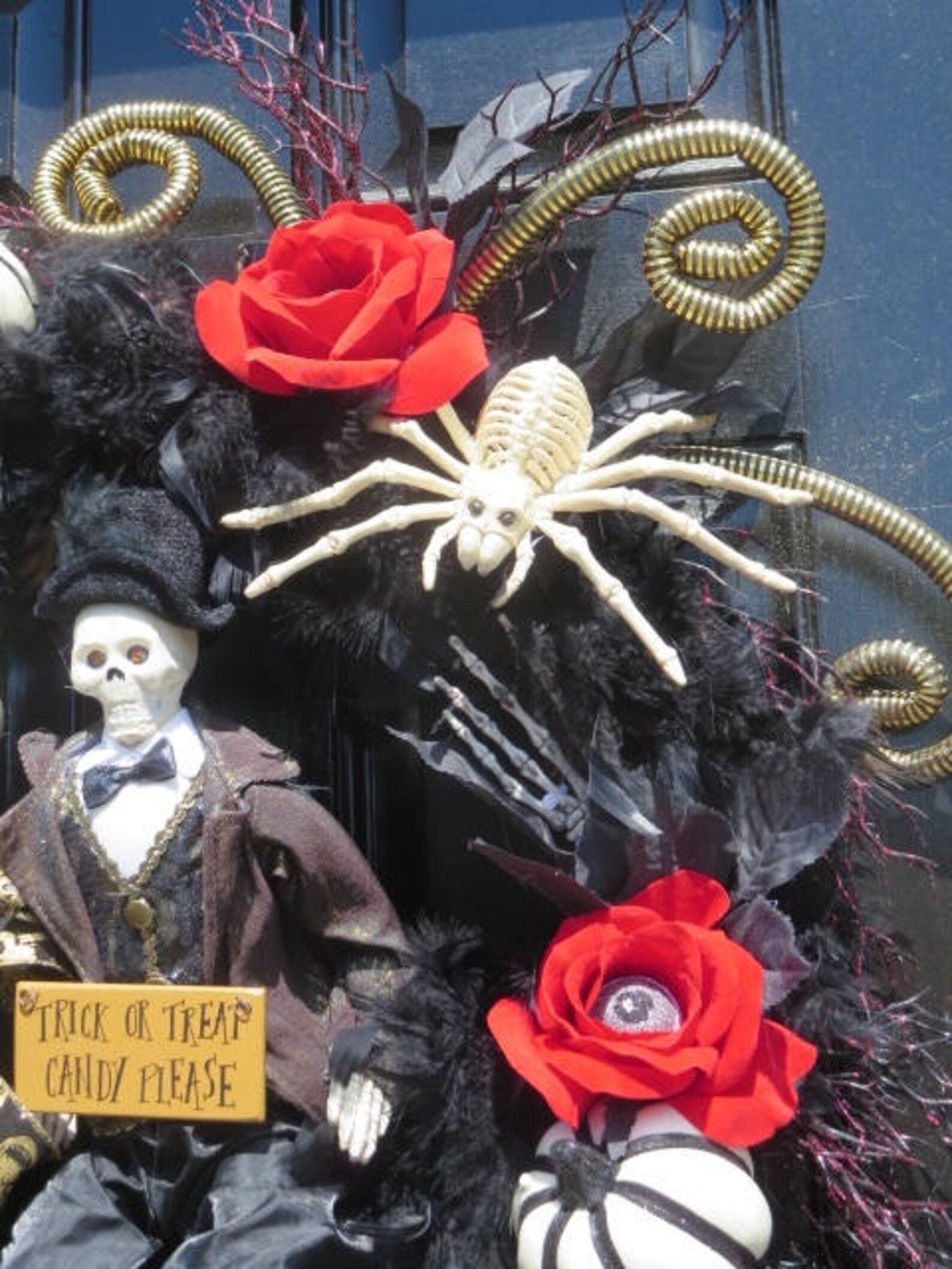 Skeleton Halloween Door Wreath Spooky Halloween Wreath Black - Etsy