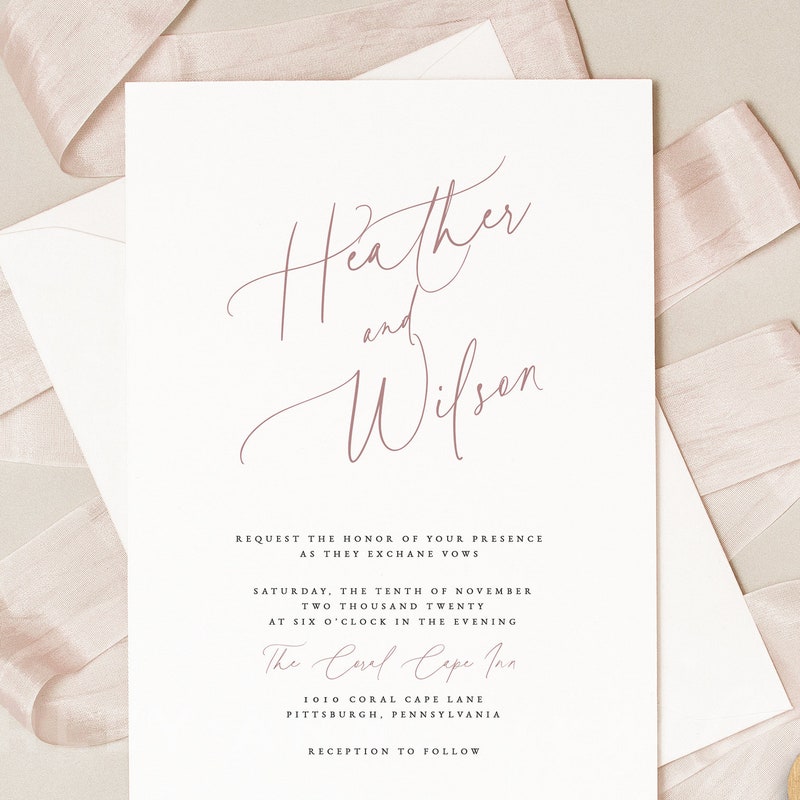 Mauve Wedding Invitation - Etsy