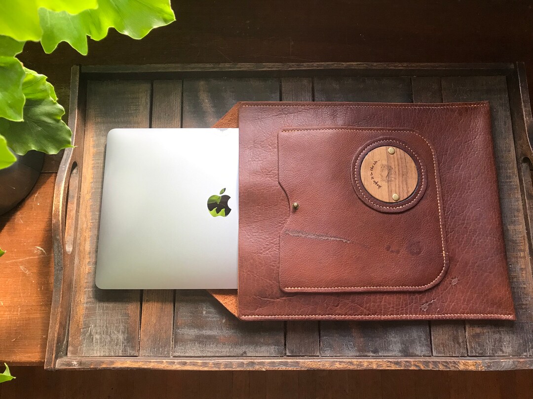Bison Leather Laptop Sleeve With Front Pocket | Bison Leather | Laptop ...