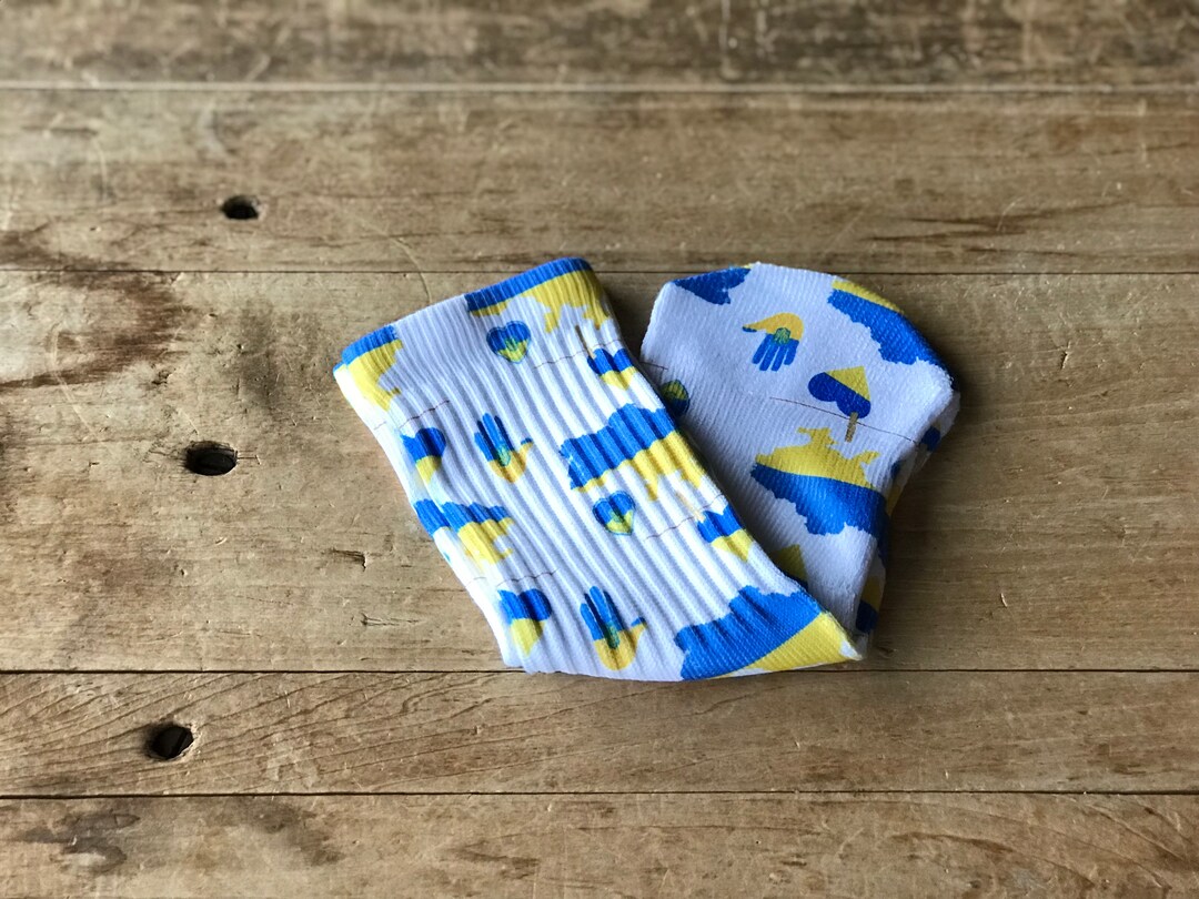 Support Ukraine Kids Crew Socks Support Ukraine Blue and Yellow Charity ...