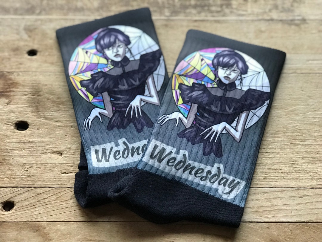 Wednesday Crew Socks Crew Socks Grey/black/white Gift for Him Father's ...