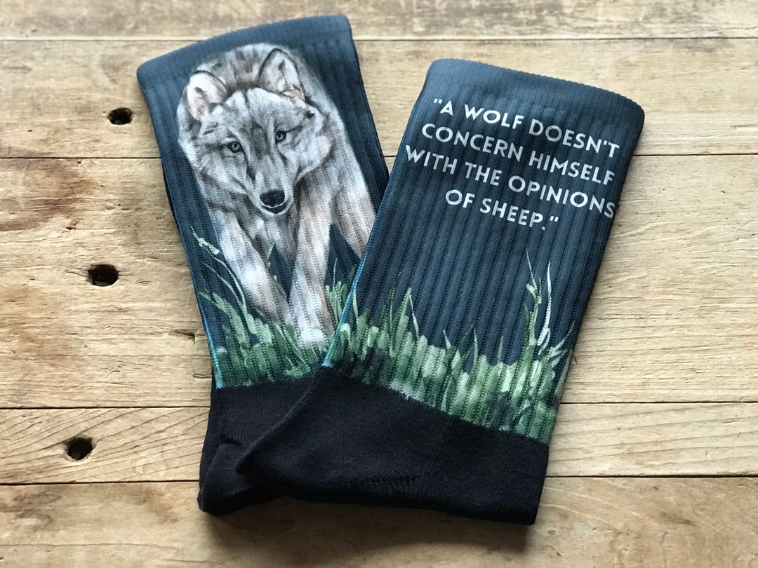 Wolf Crew Socks | Quote | Wolf | Grey/blue/green | Father's Day ...