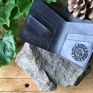 Firefighter Bifold Wallet | Real Leather | Leather Wallet | Black ...