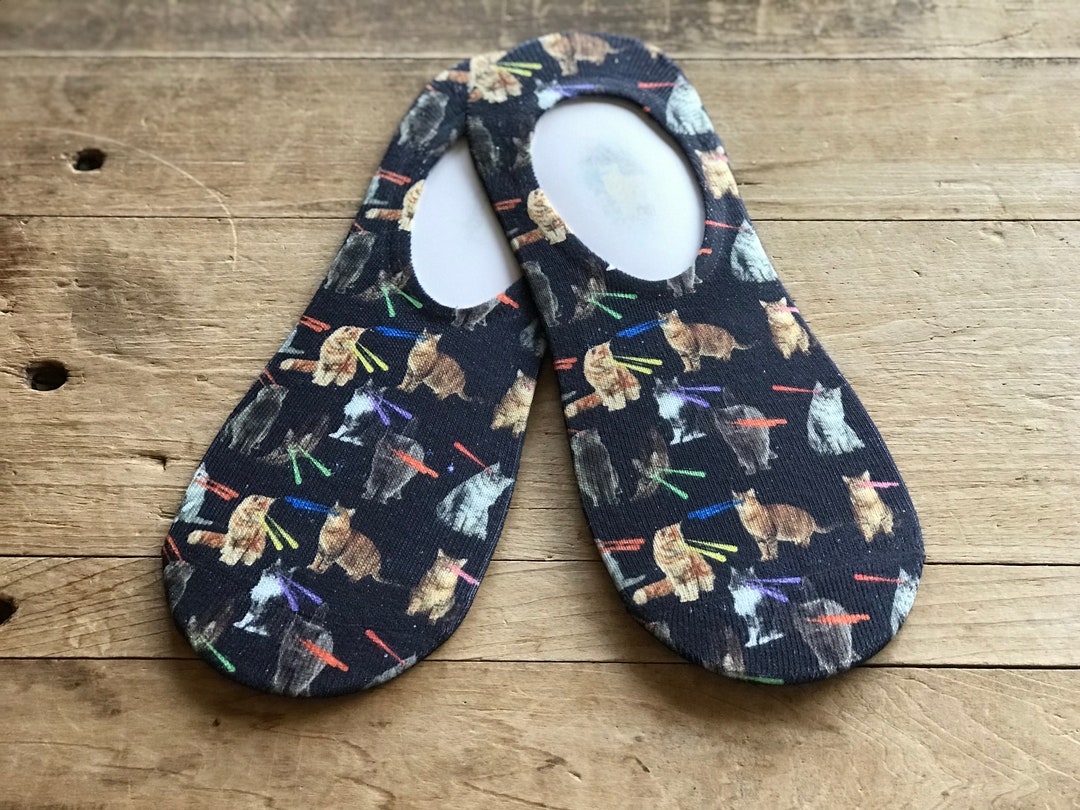 Cats With Laser Beam Eyes No-show Socks | Funny Socks | Humorous Socks ...