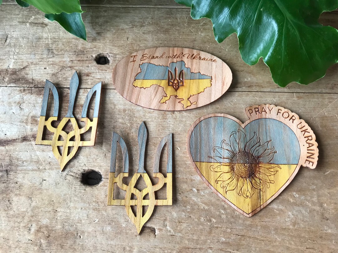 Support Ukraine Wood Stickers Wood Stickers Set of 4 Stand With Ukraine ...