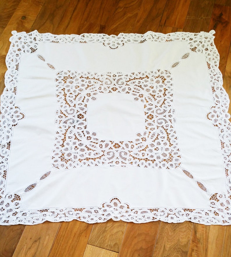 Vintage Romantic Home Snow White Cutwork Lace Table Linen | Etsy