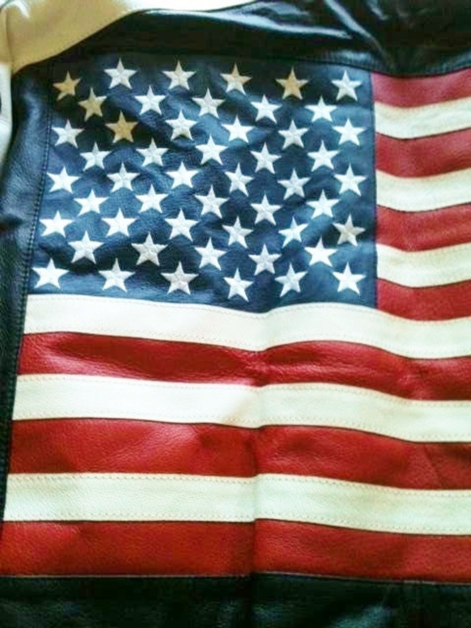 Vintage Leather Motorcycle Jacket With Stars and Stripes in - Etsy