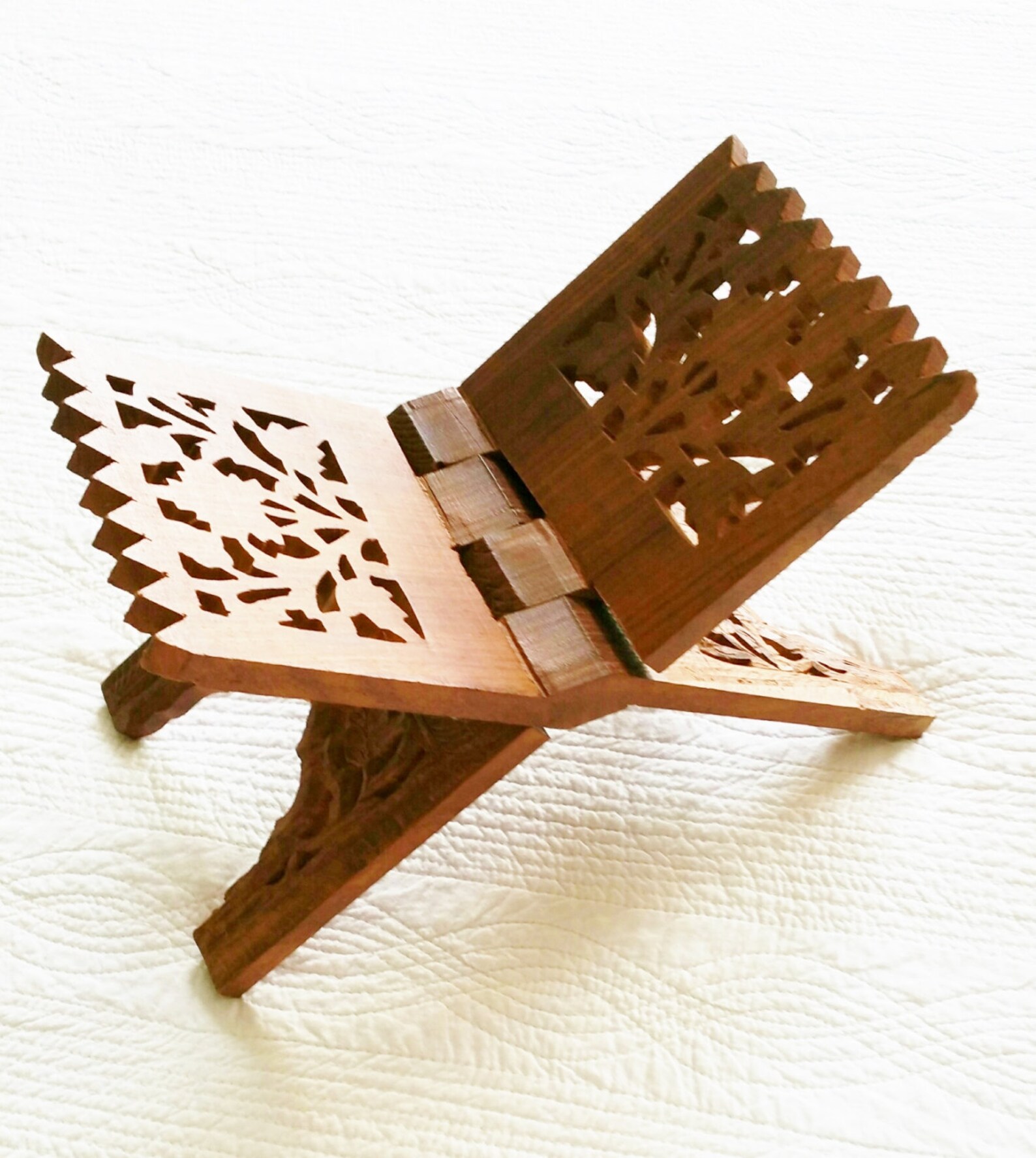 Vintage Romantic Home Teak Carved Floral Lattice Book Display - Etsy