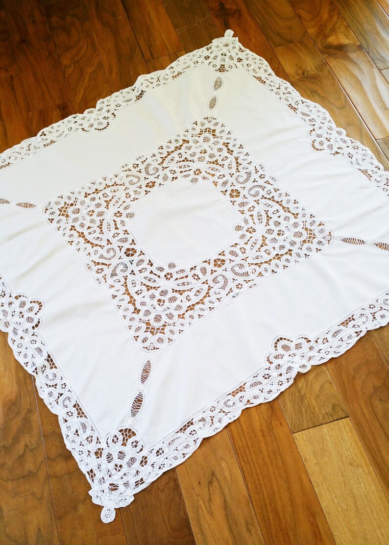 Vintage Romantic Home Snow White Cutwork Lace Table Linen | Etsy