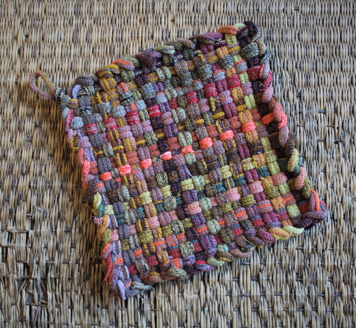Retro Woven Cotton Pot Holders in fall colors potholder | Etsy