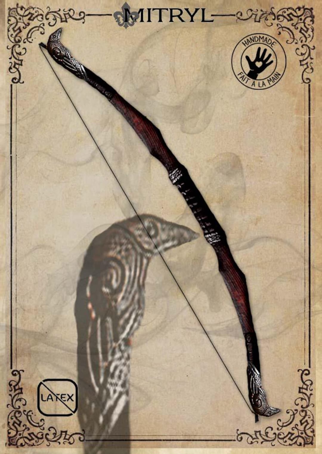 LARP Bow, Ranger's Bow With Raven Design, Handmade Foam. *TARIFF ...