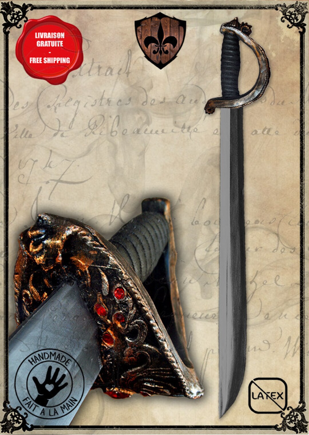 Admiral Silver Foam LARP Sword for Live Action Role Playing or Cosplay ...