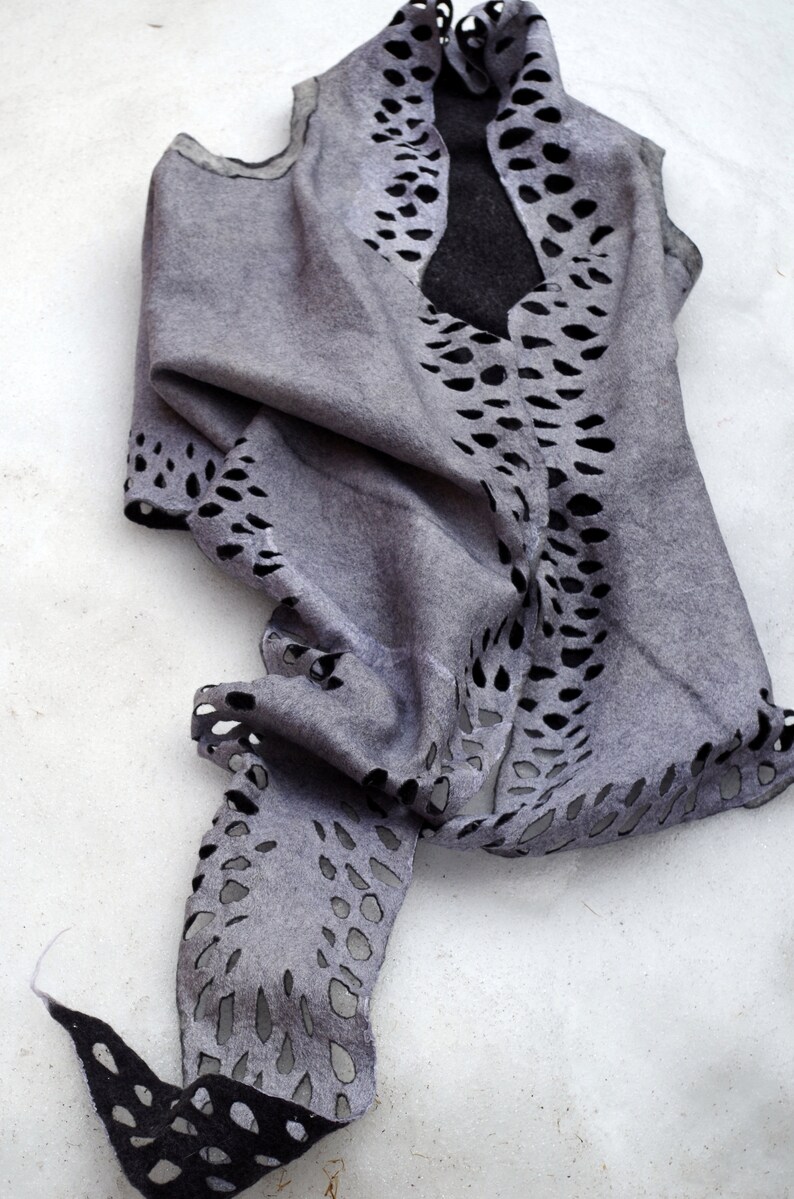 Felt Design Nuno Felt Vest Made From Silk, Pre-felt Merino Wool. Light ...