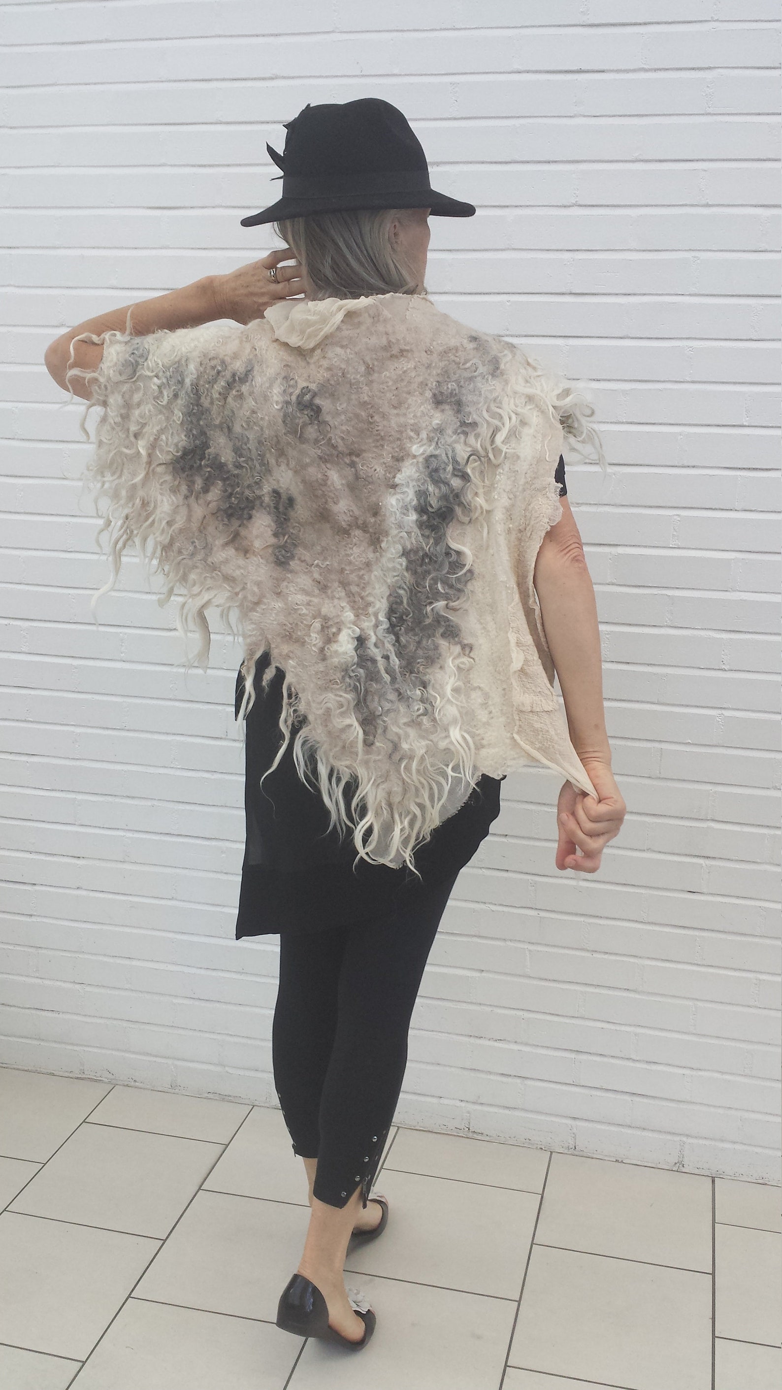 Felt Design Wearable Art Light Silk Cape Fleece Lock Textured - Etsy