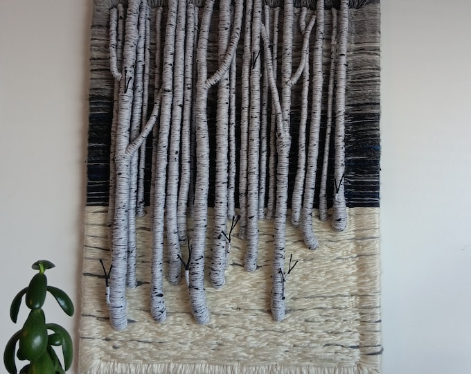 Weaving Tapestry Woven Wool Hanging, the Birch Trees Froze in ...