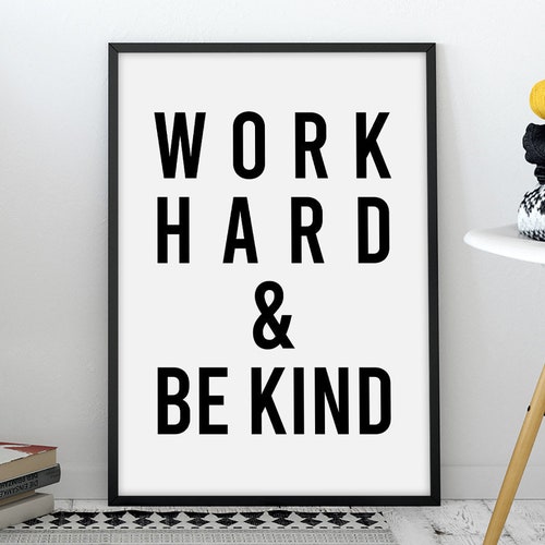 Work Hard Be Kind Wood Sign Farmhouse Decor Inspirational Wall | Etsy