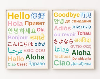 Hello Goodbye and Thank You in Languages - Etsy
