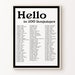 Set of 2 Hello & Goodbye in Different Languages Colourful Typography ...