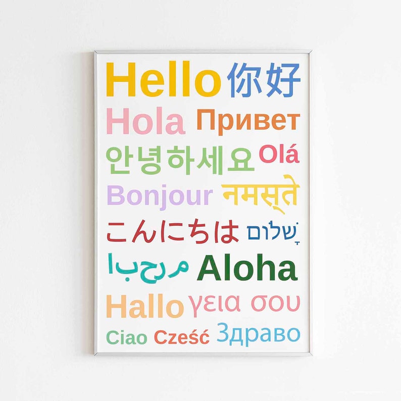 Hello in Different Languages Print Typography Entryway Travel | Etsy