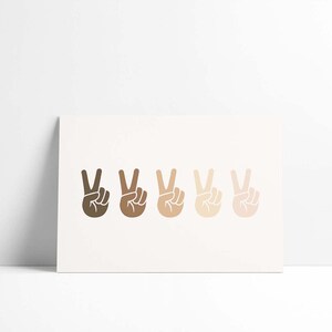 Diversity Art Print Peace Sign Fingers Hands Equality Inclusive Multi ...