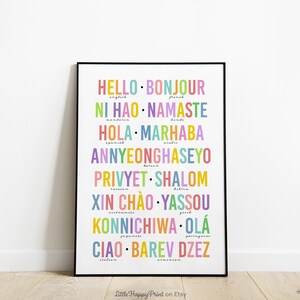 Hello in Different Languages Print | Colourful Rainbow Typography ...