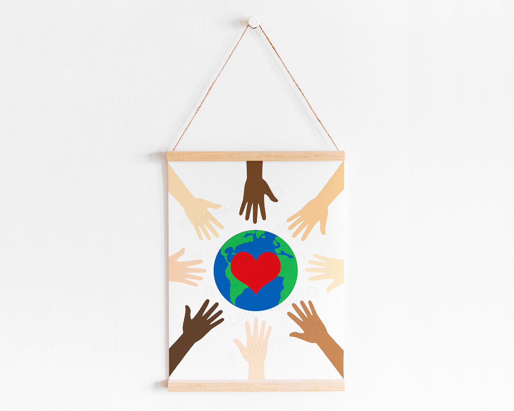 Earth Heart Hands Print Diversity Equality Inclusive Unity | Etsy