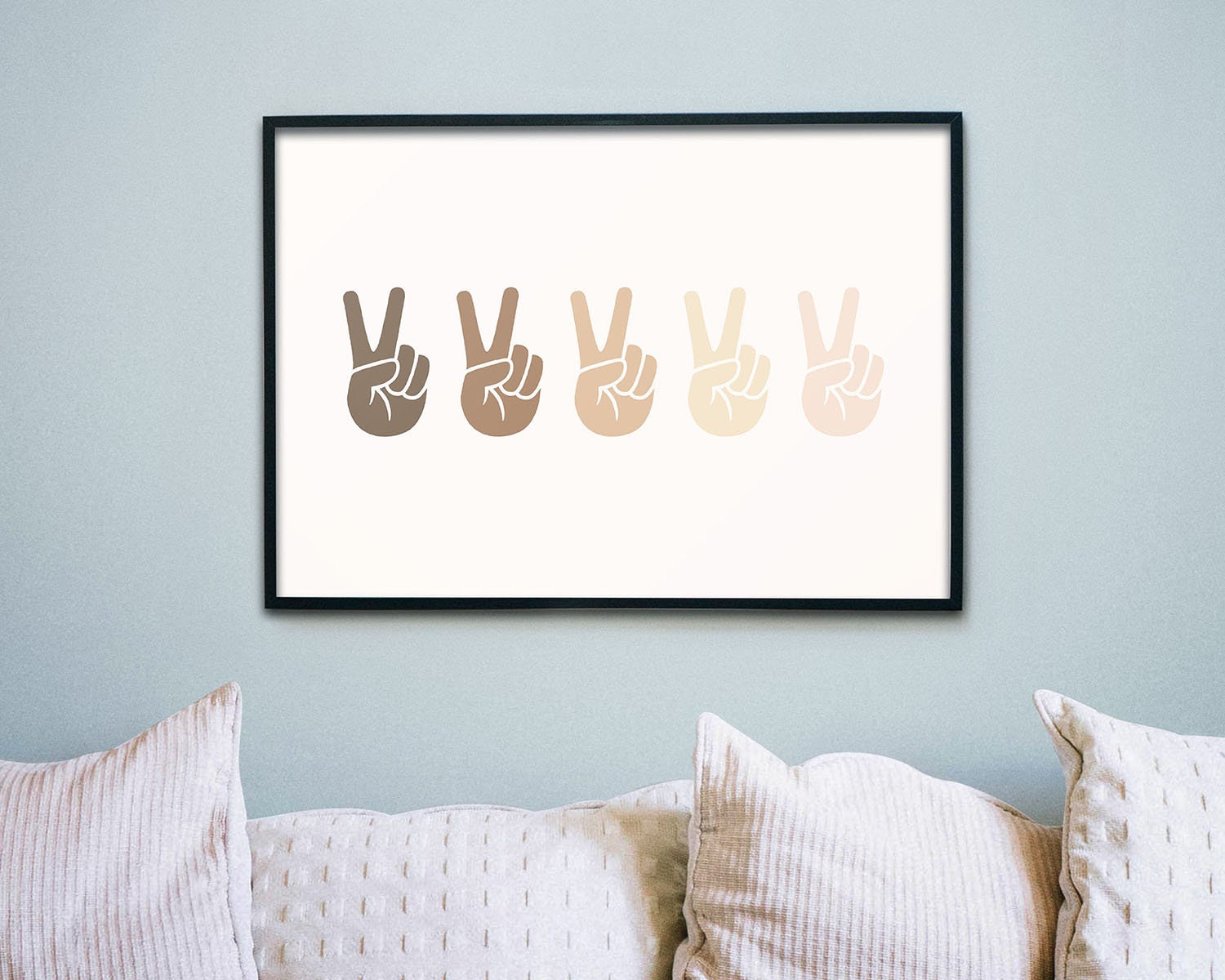 Diversity Art Print Peace Sign Fingers Hands Equality Inclusive Multi ...