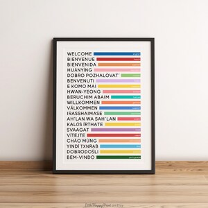 Welcome in Different Languages Print | Colourful Entryway Home Decor ...