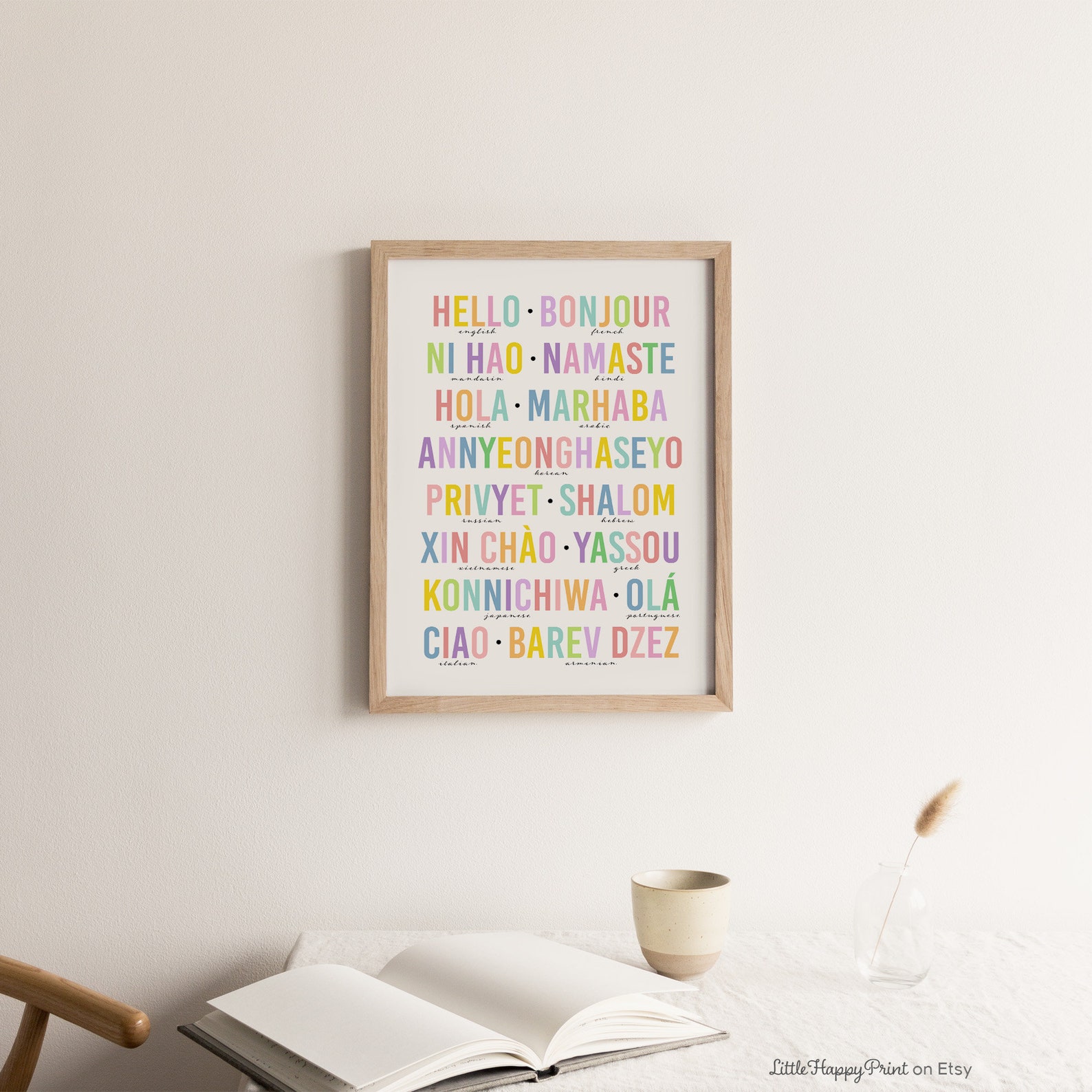 Hello in Different Languages Print Colourful Rainbow - Etsy