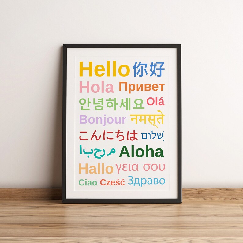 Hello in Different Languages Print Typography Entryway Travel | Etsy