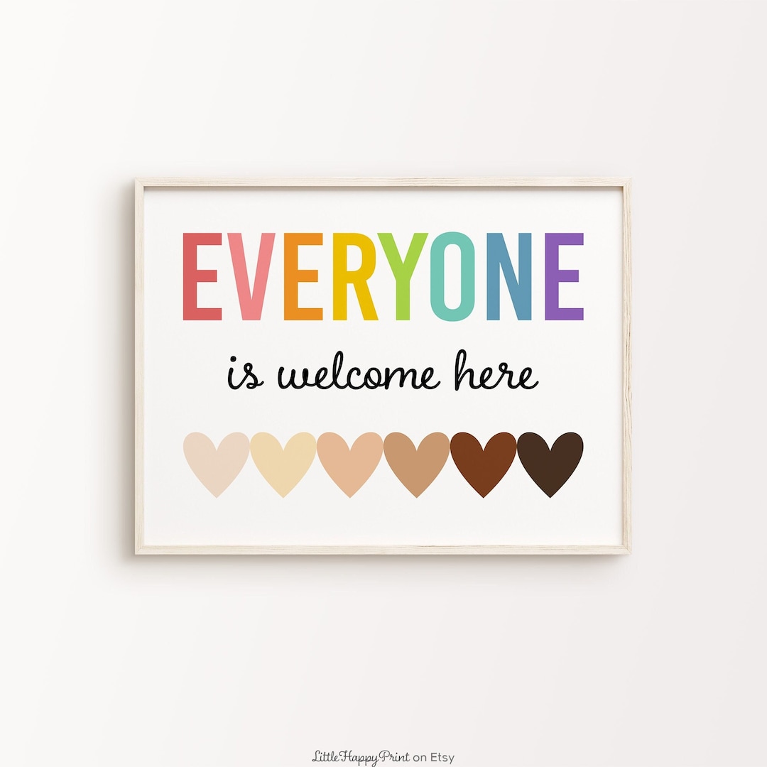 Everyone is Welcome Here Print Equality Diversity Inclusive Classroom ...