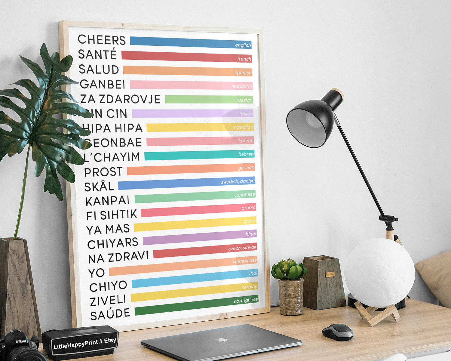 Cheers in Different Languages Print Colourful Typography Fun | Etsy