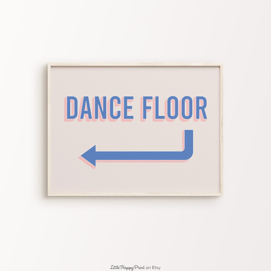 Dance Floor Arrow Print | Blue Pink Beige Retro Disco Fun Home Decor ...