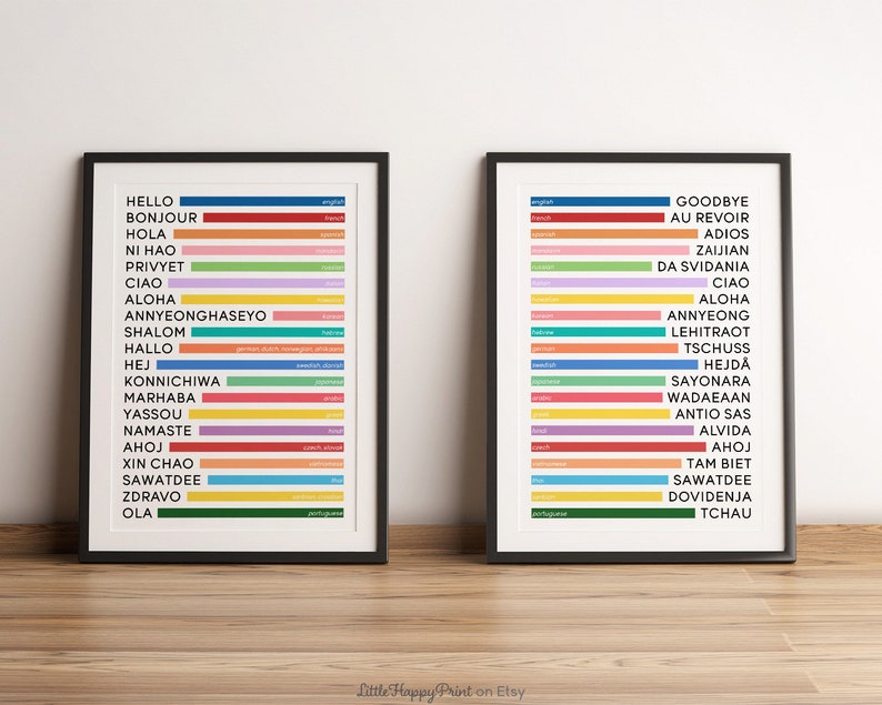 Hello & Goodbye Poster Set | Languages Typography Print (digital ...