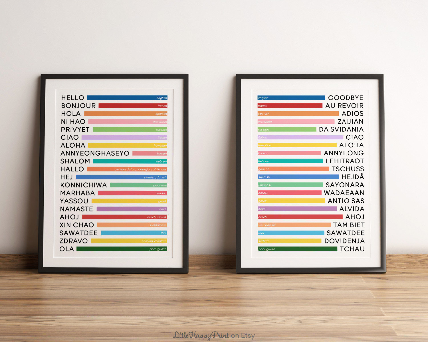Hello & Goodbye Poster Set | Languages Typography Print (digital ...