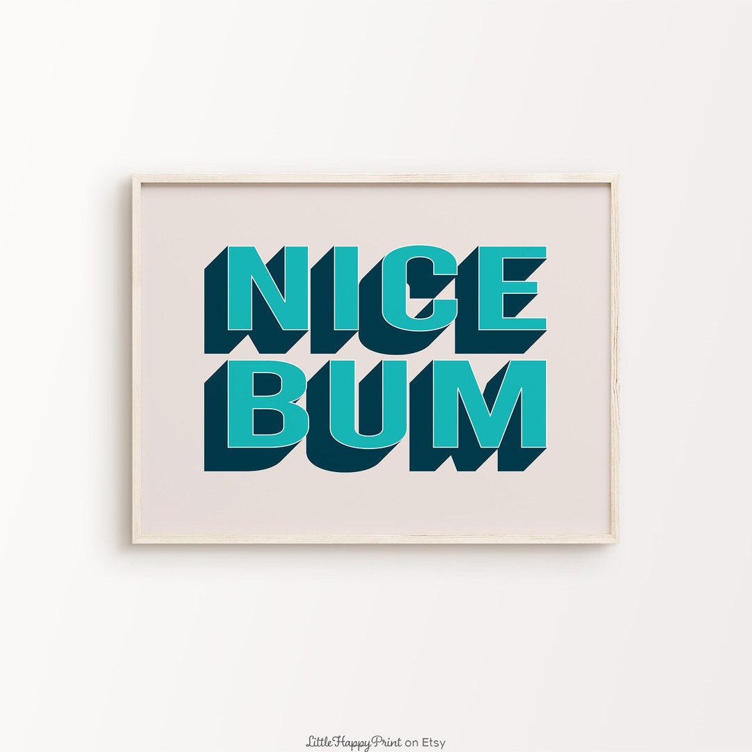 Nice Bum Print Blue Pink Beige Bathroom Retro Cute Funky - Etsy