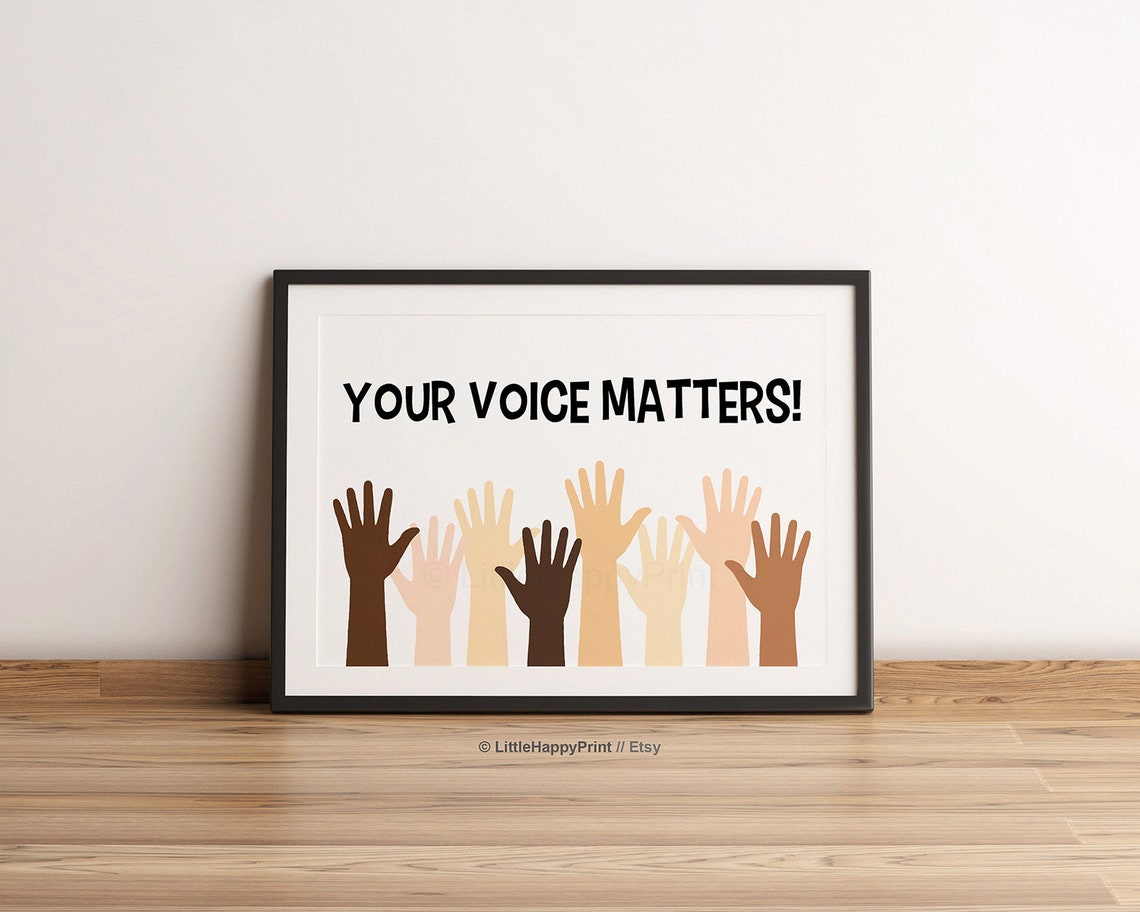 Your Voice Matters Print Hands Up Equality Diversity | Etsy