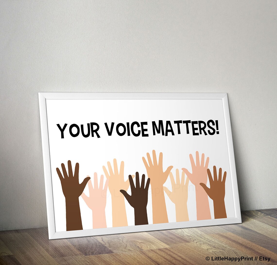Your Voice Matters Print Hands Up Equality Diversity | Etsy