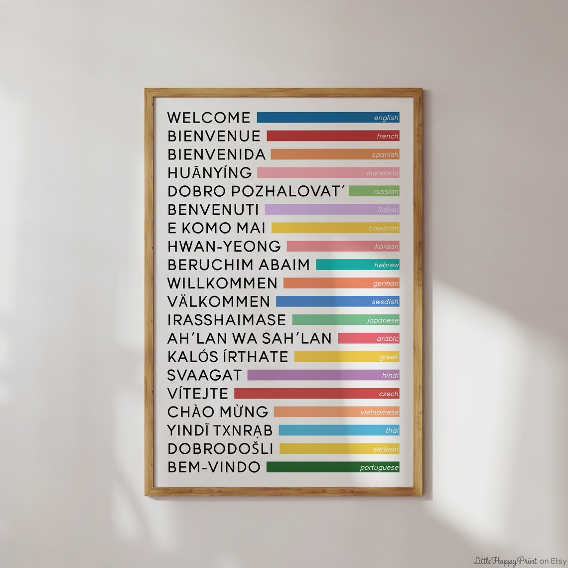 Welcome in Different Languages Print | Colourful Entryway Home Decor ...