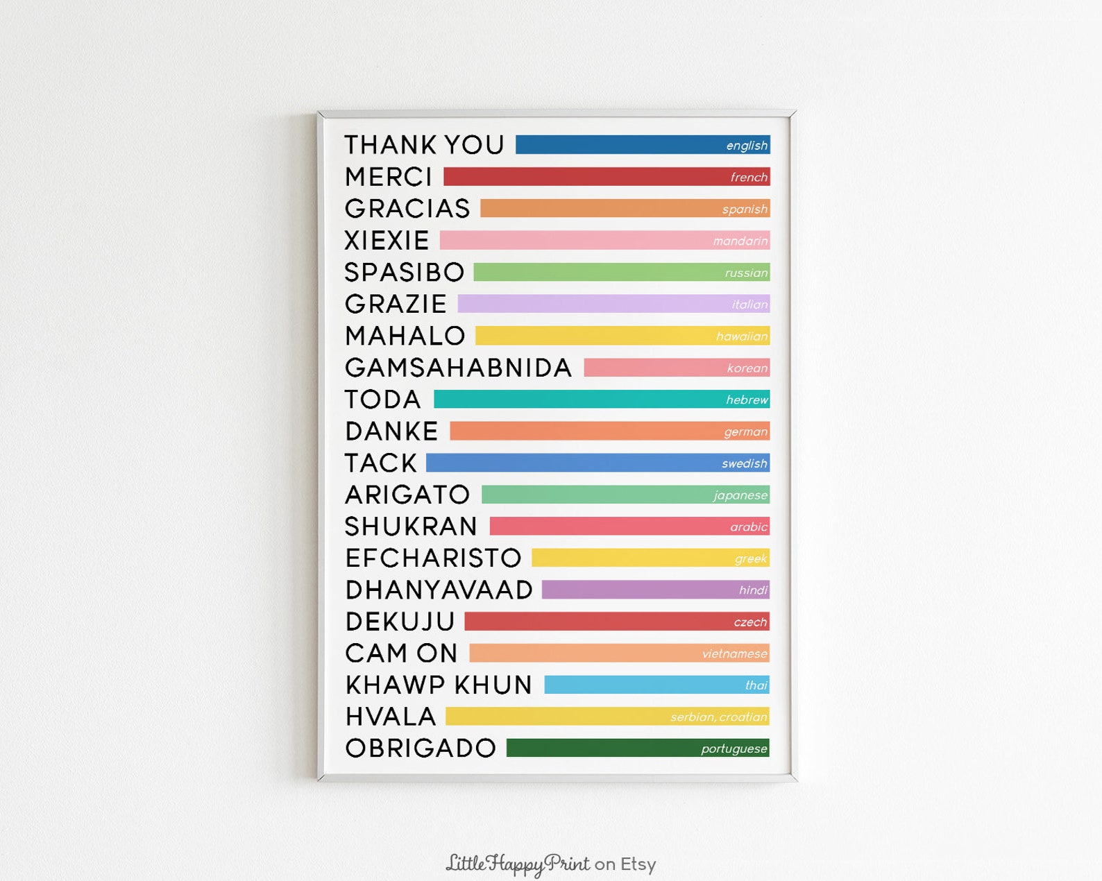Thank You in Different Languages Print Colourful Typography - Etsy