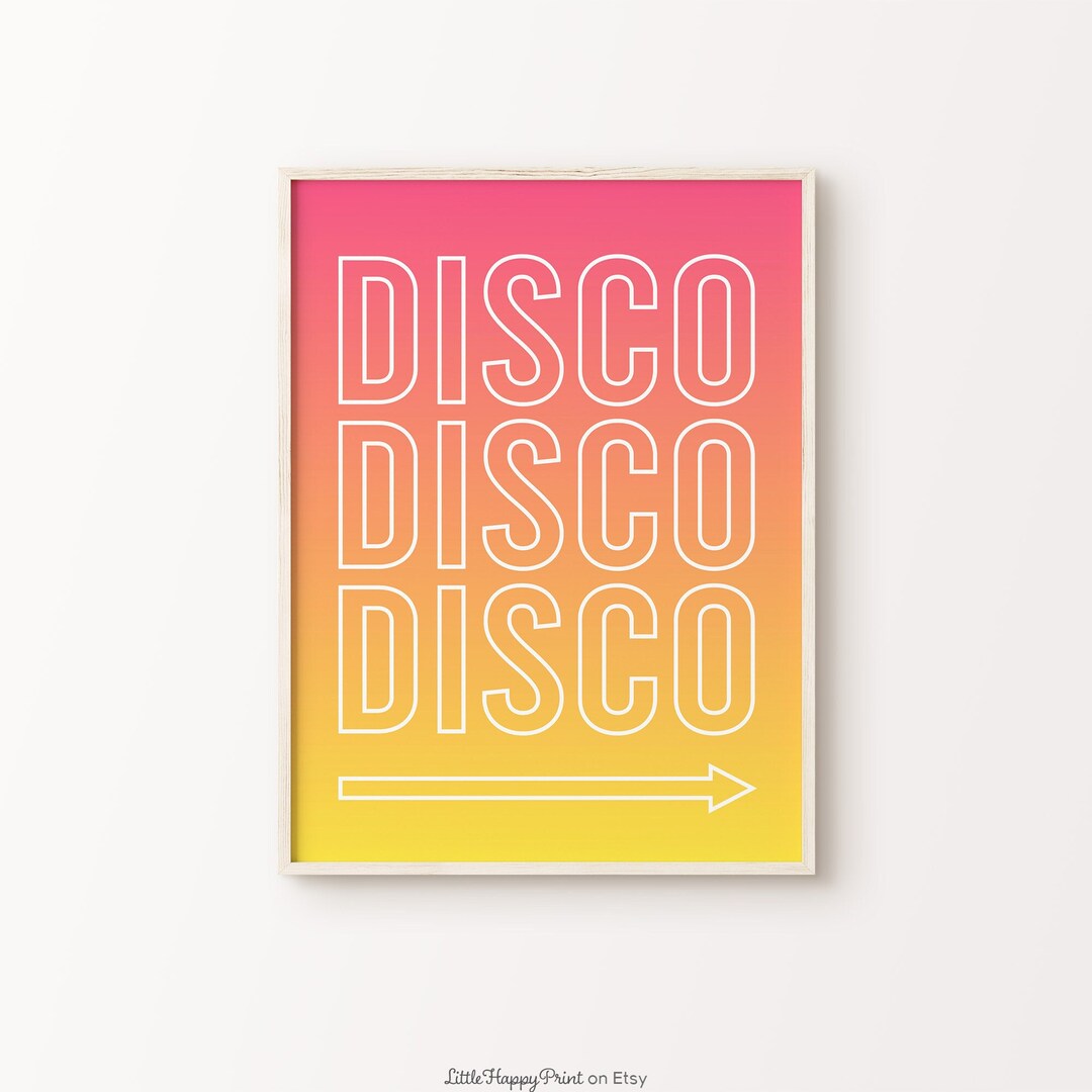 Disco Disco Disco Arrow Print Pink Orange Yellow Gradient Retro Home ...