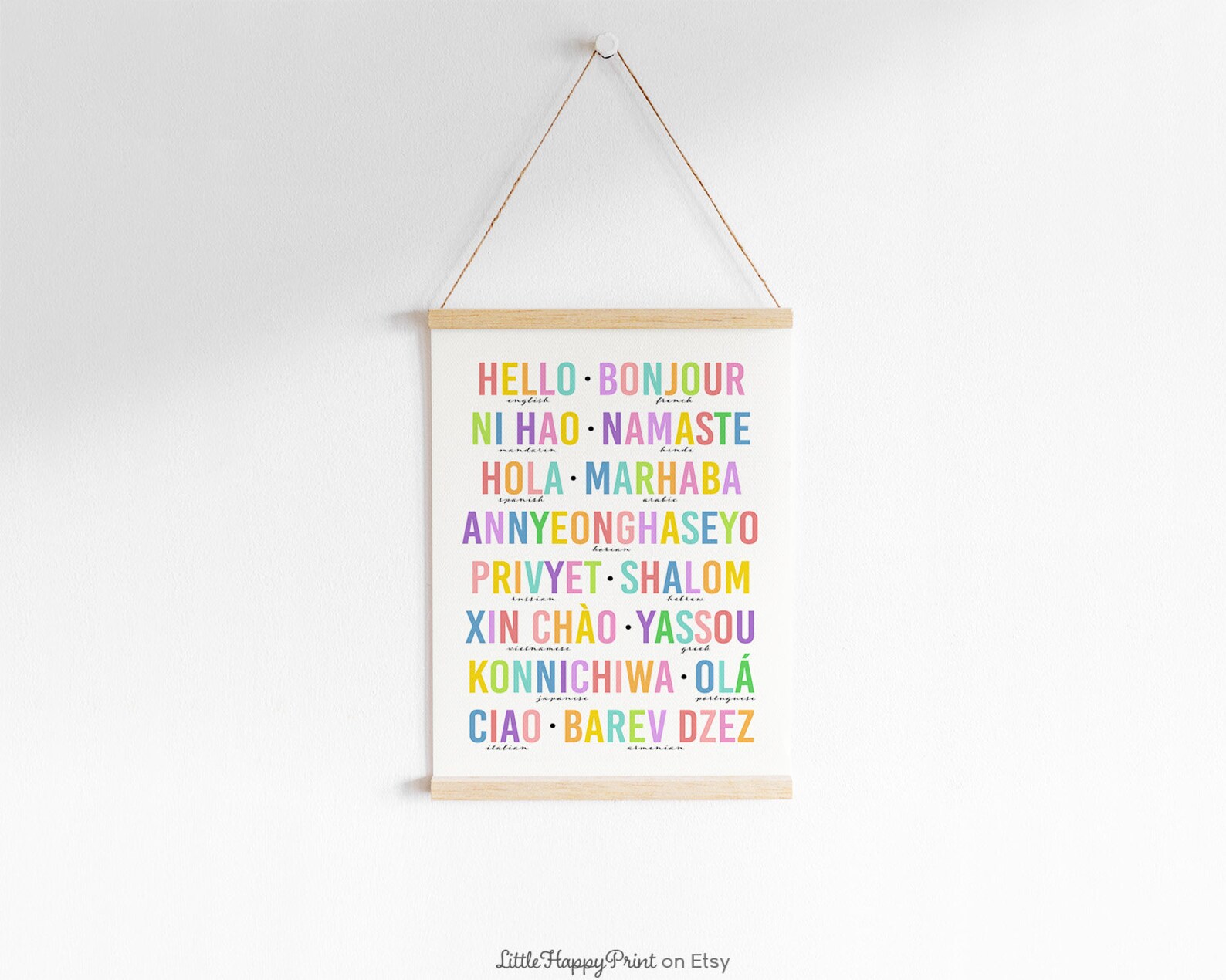 Hello in Different Languages Print Colourful Rainbow - Etsy