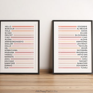 Set of 2 Hello & Goodbye in Different Languages Print Neutral ...